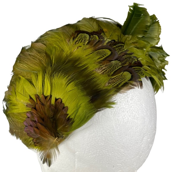 Vintage | Accessories | Emerald Green Flapper Real Pheasant Feather ...